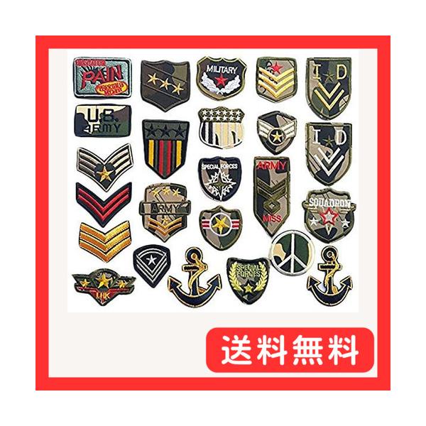 軍ミリタリーワッペン24枚/4cm 〜7.5cm/-・Color:ミリタリーワッペン24枚・内容物：24枚(写真をご参照ください）・サイズ（約）:4cm 〜7.5cm 。具体的な情報は画像をご参照してください。・幅広い用途：ジャケットのアク...