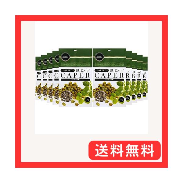 ケッパー塩漬・Style:ケッパー塩漬・パッケージ個数:10・内容量:20g×10袋・原材料:ケッパー、塩・商品サイズ(高さx奥行x幅):155mm×100mm×95mm