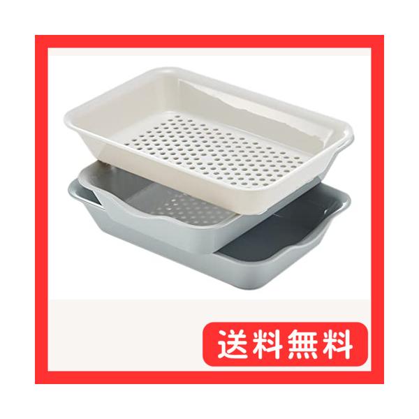 グレースモーキーグレー/サイズ：約W21.5 D15 H4.2/VC-GY・Size:サイズ：約W21.5 D15 H4.2Style:グレー・パッケージ個数:1・内量700ml/抗菌(バット)/レンジ調理/バット＋ザル2個の3点セット/(...