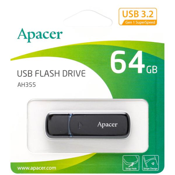 USBメモリ 64GB 5年保証 USB3.2 Gen1 Apacer AP64GAH355B-1 キャップ式 USB3.0 USBJANコード：4712389911308■商品説明キャップ式 USB 3.2 Gen1 フラッシュドライブ■...