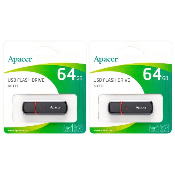 「2本セット」USBメモリ 64GB 5年保証 Apacer AP64GAH333B-1 キャップ式 USB2.0 USBJANコード：4712389910707※お得な2本セットでの販売です！■商品説明キャップ式 USB 2.0 フラッシ...