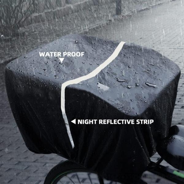 後ろカゴ用 大きめ 自転車カゴカバー 通勤通学 雨除け 超撥水 レイン カバー 大型 雨 反射材付き 無地 後ろかごカバー 品番：malumo01カラー：ブラックサイズ：約42×33×25cm素材：ナイロンオックス【多用途】荷物の飛び出しを...