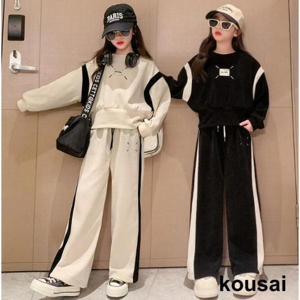 子供服 セットアップ  女の子 パーカー  2点セット 上下セット Tシャツ 無地 ガウチョパンツ キッズ  おしゃれ カジュアル 可愛い■素材：綿■サイズ：（単位：cm）110  バスト88  トップス着丈39  パンツ丈65 適応身長1...