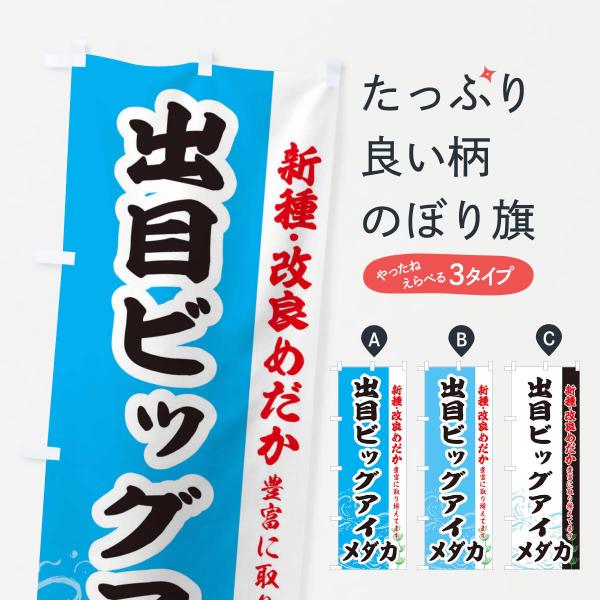 EF74 のぼり旗 出目ビッグアイメダカ●のぼり旗の内容 :のぼり旗 出目ビッグアイメダカ●印刷 : フルカラーダイレクト印刷●基本サイズ : 60cm×180cm （リサイズ変更できます）●その他用途に合わせて選べるサイズ。●生地 : ポ...