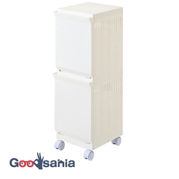 コンパクトに収納！生活感が出る見せたくないものを隠せるおしゃれに脱衣所をスッキリ！引き出しが外せてカゴになるのが便利なランドリーバスケット洗濯カゴ 洗濯かご かご カゴ 二段 収納ボックス 国産 ストッパー付き ストッパー キャスター付き ...