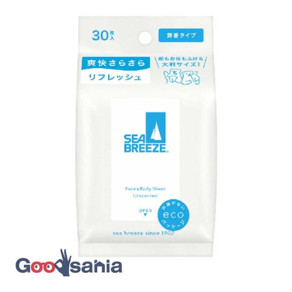 シーブリーズ フェイス&amp;ボディシート N 無香タイプ 30枚入  汗拭き あせふき シート 大判拭いた瞬間、すっきり爽快リフレッシュ！汗や肌の汚れをしっかり拭き取り、肌もキモチも快適に。1枚で顔も身体も全身拭ける大判サイズのフェイス...