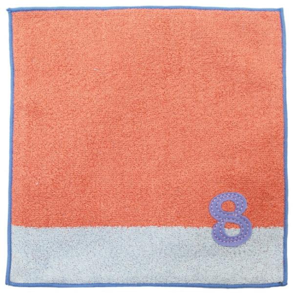 田中産業 ハンカチ 子供 今治 mama&amp;me NUMBER-COLOR キッズハンカチ サーモンピンク 約縦20×横20cm NO.8リバーシブルのカラフルな色使いに、NO.1からNO.12のナンバリングアップリケのアクセントがキ...