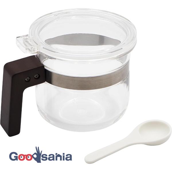 竹素材の持ち手がとってもおしゃれ！アクリル製パウダーポット片手で開閉できるので、調理中の使い勝手も抜群！保存 キッチン用品 台所用品 卓上 卓上用品 砂糖 さとう 塩 しお シュガー ソルト 小麦粉 片栗粉 パウダーポット パスタ ショート...