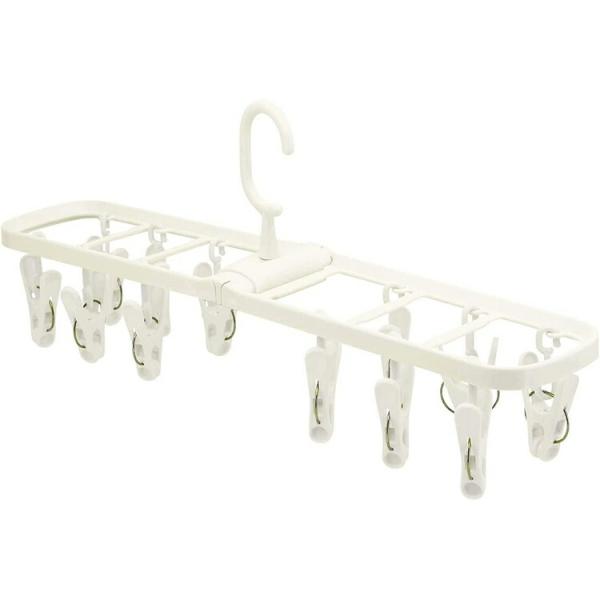 オーエ 洗濯ハンガー HOS スリムハンガー(12ピンチ)ホワイト 約8.5×44×19.5cm 88371・あとちょっとだけ干したい時に活躍!軽くてコンパクトで使いやすい洗濯ハンガー。・小物類を干すのに手頃な大きさ！使い勝手のいいスリム洗...