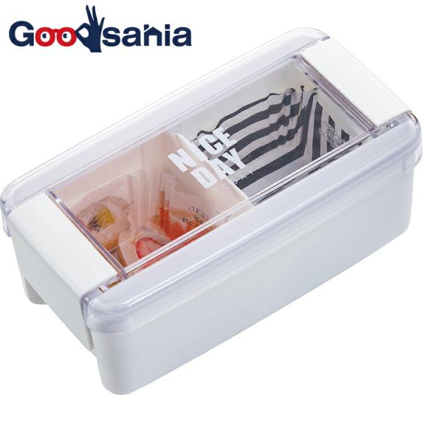 シンプルなデザインに「NICE DAY TODAY」のロゴがかわいいランチボックス フタが透明だから食材も映えて食べる前からワクワク楽しみ!お弁当 一段 お洒落 可愛い シンプル 男性 メンズ 女性 レディース 学生 中学生 男子