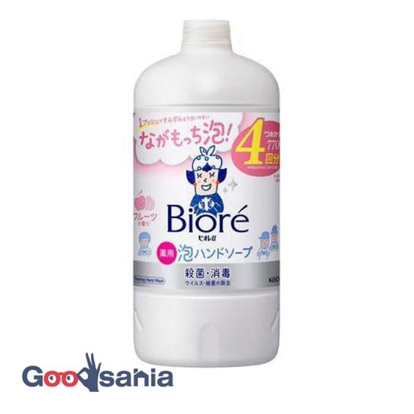 ビオレu 泡 ハンドソープ フルーツの香り つめかえ用 770ml1プッシュですみずみまで洗いやすいながもっち泡！殺菌成分配合。汚れ、ウイルス・細菌を除去。※すべての菌に効果があるわけではありません。素肌とおなじ弱酸性。SPT(肌清浄化技術...