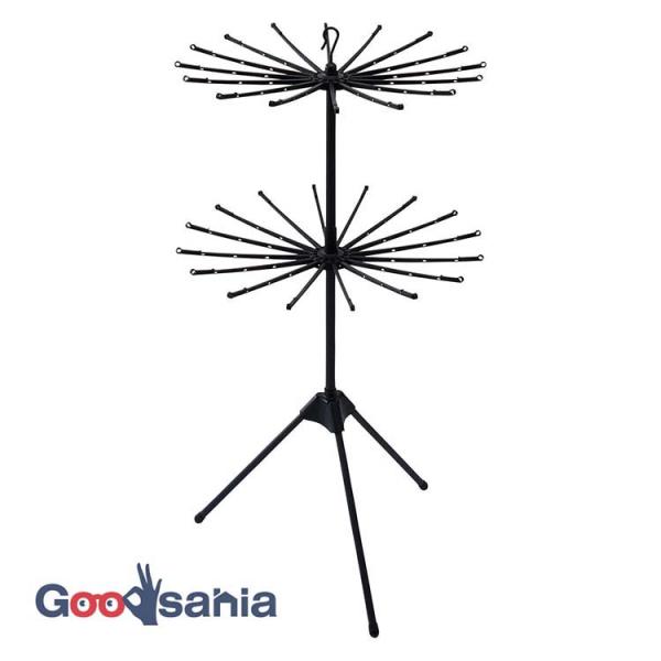 洗濯物の量に合わせて上段は取り外して使える2wey落ち着いたマットブラックカラーが特徴の「PORISH物干しブラックシリーズ」室内物干し 洗濯物干し パラソル パラソル型 二段 物干 物干し 室内 室内干し 部屋干し 衣類 小物 小物干し ...