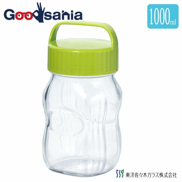東洋佐々木ガラス 漬け上手 フルーツシロップびん 日本製 オリーブグリーン 1000ml I-77862-OG-A-JAN-S持ち手付きが嬉しい!いろいろな保存容器として使える。においが付きにくく、中身が見える、季節の果物を使ってシロップが...