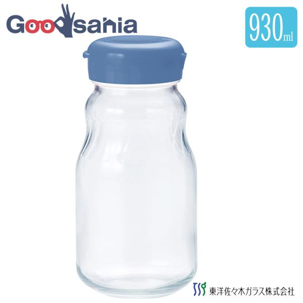 東洋佐々木ガラス 保存瓶 フルーツシロップびん 日本製 ブルー 930ml I-77827-BL-JAN-1P季節の果物を使ったシロップやお酒作りが楽しめる保存容器インテリアにも馴染みやすい、くすみカラーがおしゃれ果実酒ビン 果実酒びん 瓶...