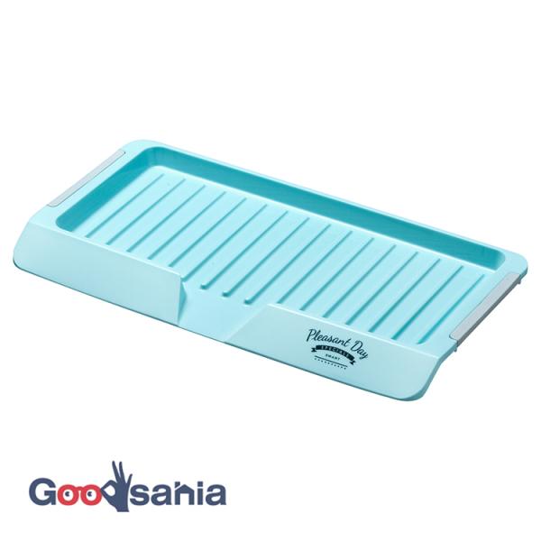 かわいらしい雰囲気のキッチンが理想の方にオススメ！せまい台所でも使いやすい、コンパクト＆スリムサイズの水切りトレー水が流れるトレー 水が流れる トレー トレイ 受け皿のみ 受皿 水受け 水受 水切りラック プラスチック 調理台 キッチン シ...