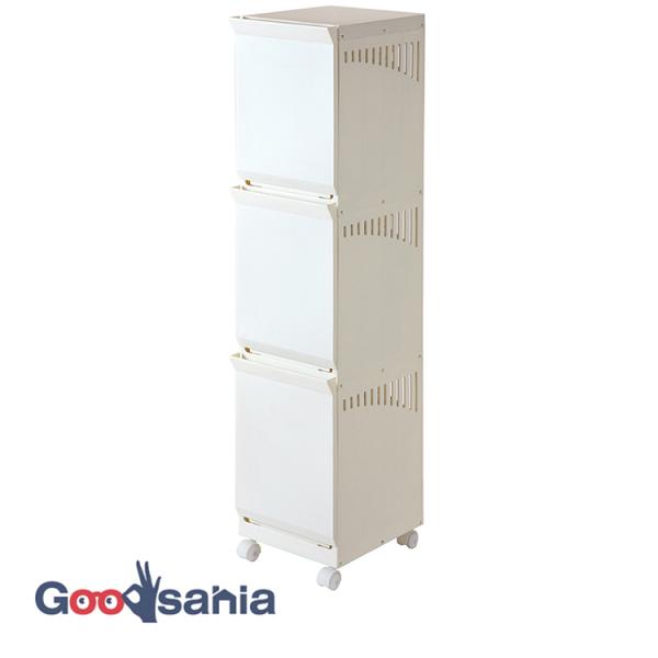 コンパクトに収納！生活感が出る見せたくないものを隠せるおしゃれに脱衣所をスッキリ！引き出しが外せてカゴになるのが便利なランドリーバスケット洗濯カゴ 洗濯かご かご カゴ 三段 収納ボックス 国産 ストッパー付き ストッパー キャスター付き ...