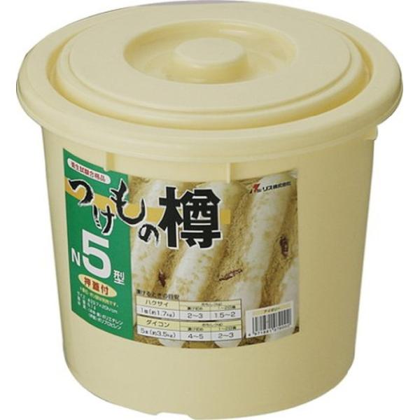 リス 漬物樽 押し蓋付き NI5型 日本製 アイボリー 高さ20×直径23.7cm漬物樽と言ったら、これ!味噌造りや白菜などのお野菜の漬け物作りに! 衛生試験合格品だから、安心・安全 洗いやすい&amp;使いやすくて便利なつけもの樽本格的な...