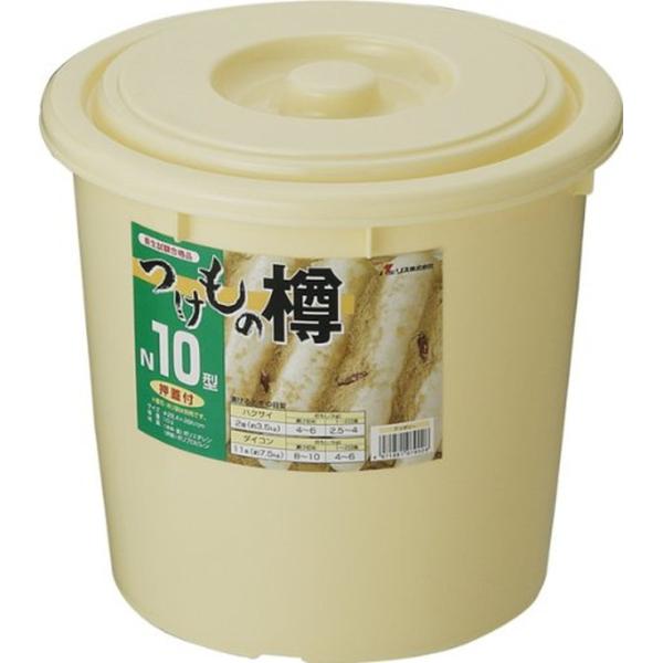 リス 漬物樽 押し蓋付き NI10型 日本製 アイボリー 高さ26×直径28.4cm漬物樽と言ったら、これ!味噌造りや白菜などのお野菜の漬け物作りに! 衛生試験合格品だから、安心・安全。洗いやすい&amp;使いやすくて便利なつけもの樽。本格...