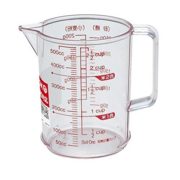 アスベル 計量カップ 耐熱 クリア ベルワン R-500 (2317)お料理をサポートするクッキングツール。耐熱100℃食洗機対応。容量=520mlキッチン 調理 調理用品 計量