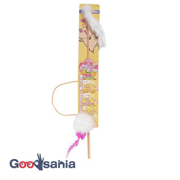 ドギーマンハヤシ じゃれ猫 ふりふり三まい ワルツ・猫の狩猟精神をかきたてる、楽しさのかたち「じゃれ猫」シリーズ！・アクリルパイプの中を通したひもの両端に、おもちゃを結びつけています。・1本で3通りの遊び方ができ、猫ちゃん大喜び。「釣りざお...