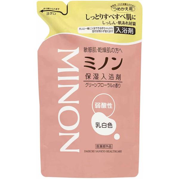 ミノン MINON 薬用保湿入浴剤 詰替 詰め替え 400mL しっしん・肌あれ対策ができる保湿入浴剤まるでお湯に溶けるクリームのようなうるおいで、しっとりすべすべ肌にしっしん、肌あれにおすすめ保湿入浴剤敏感肌・全身カサカサ、白い粉をふく様...