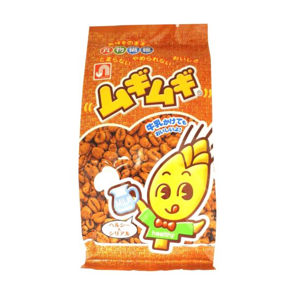 創業40年以上、高知県の南国製菓が丁寧に作る、小麦を使った自然派スナック「ムギムギ」。ふっくらサクサクに焼き上げた麦を、ほんのり甘いミルクコーヒー味に仕上げました。小麦そのままの食物繊維を含んだヘルシーなシリアル＆スナックです。朝食代わりに...