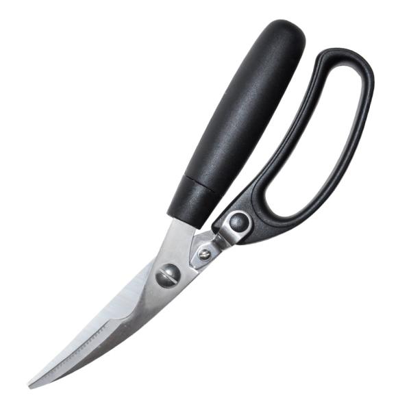 魚や野菜、鶏肉などの処理に利用できるキッチンバサミです。魚やイカ締めにも便利なカーブ形状。根本の部分では骨や殻など硬いものを切ることができます。軽い力でもしっかり切れるバネ付き。使わないときはストッパーで留めて安全に保管することが可能です。...