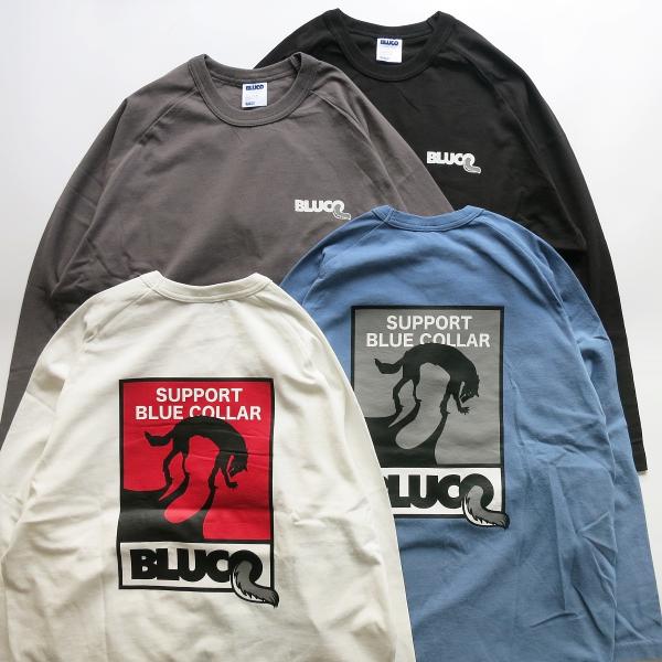 BLUCO　151-12-008　WOLF ラグランスリーブTシャツカラー：ブラック/チャコール/スレートブルー/ホワイトオリジナル5.6oz天竺のヘビーオンスラグランスリーブTシャツ。袖リブを廃止し、インナーや重ね着した際にバランスの良い...