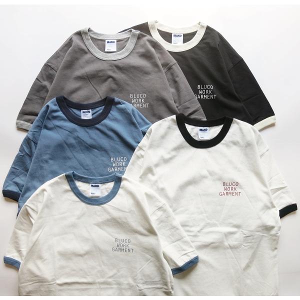 BLUCO  153-22-013 DIFF プリント Tシャツ カラー：ブラック-アイボリー/チャコール-H.グレー/スレートブルー-ネイビー　　　　　ホワイト-ブラック/ホワイト-スレートブルーオリジナル5.6ozアメリカンコットン天竺...