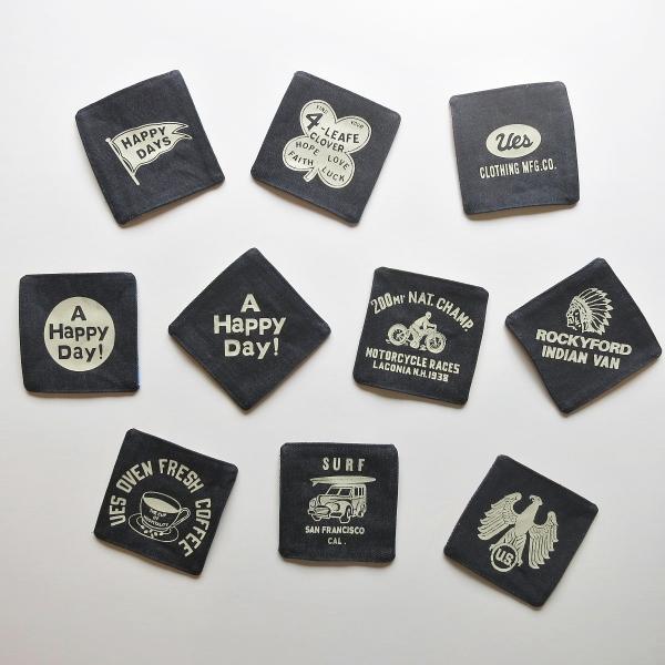 UES CLOTHIG MFG.CO.89-CO デニムコースター 　カラー：フラッグ / クローバー / ウエス / ハッピーデイ〇 / ハッピーデイ斜め　　　　　チャンプ / ロッキーフォード / コーヒー / サーフ / イーグルUE...
