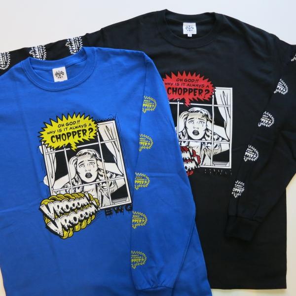 B.W.G　= BLUCO =B19017　『 CHOPPER   』 ロンT  　カラー：ブラック / ブルーB.W.GよりロンTが入荷しました。ラバープリント。デザインは、TATTOO ARTIST DAI氏。『 OH GOD!! WH...