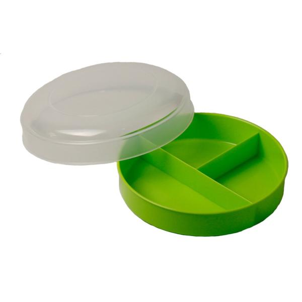 【ご購入後の当店からの連絡はご登録のメールアドレスに通知いたします。必ずご確認ください】【商品概要】3つに仕切られているプレート。フタ付です。冷蔵庫保存OK。電子レンジOK（フタをしたままOK）サイズ:（約） 直径 19 × 高さ 5.4 ...