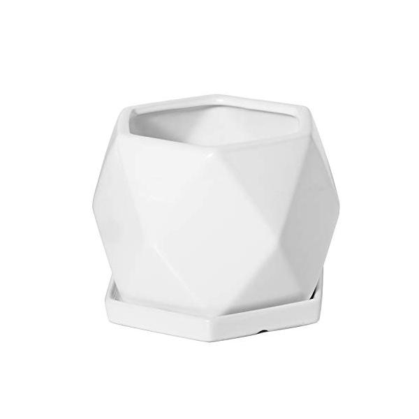 【ご購入後の当店からの連絡はご登録のメールアドレスに通知いたします。必ずご確認ください】【商品概要】【上質な材質】高品質の陶器で仕上げられで、高級感があります。この白い 植木鉢は耐用性が高いです。六角形のデザインはシンプルながら独特で、北欧...