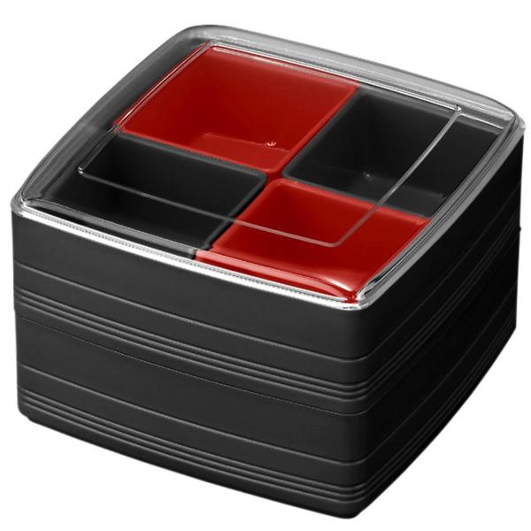 【ご購入後の当店からの連絡はご登録のメールアドレスに通知いたします。必ずご確認ください】【商品概要】ちょっとしたおもてなしにちょうどいい、小ぶりなサイズのお重箱。[サイズ]約16.3×16.3×高さ11.4cm[付属品]小分け容器×4個【商...