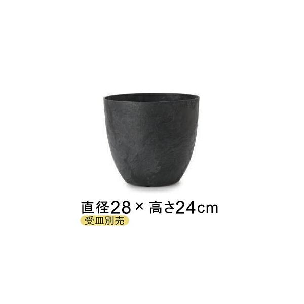 おしゃれ 植木鉢 大理石 ストーン調 トラバーチン模様 合成樹脂 黒色直径28cm　高さ24cm　口径27cm底直径15cm　内高さ18cm　内底直径22cm重さ ： 約 1.5kg容量 ： 約 8リットル色 ： ブラック素材 ： 樹脂・ス...