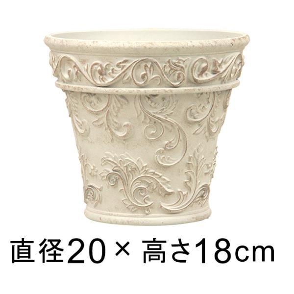 直径20cm　高さ18cm　口径18cm底直径12cm　内高さ17cm　内底直径11cm重さ ： 約 0.4kg容量 ： 約 3リットル 底穴 ： 有色 ： ホワイト系
