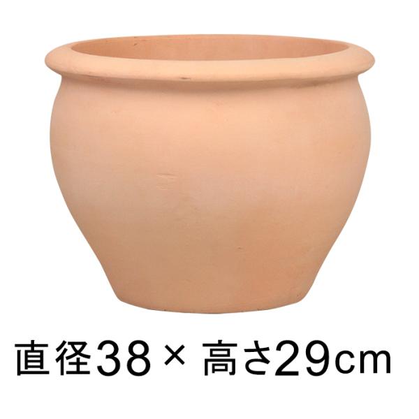 直径38cm　高さ29cm　口径31cm底直径22cm　内高さ26.5cm　内底直径16cm容量 ： 約 16リットル重さ ： 約 9kg色 ： 素焼き色ムラなど個体差がありますのでご理解ください底穴 ： 有素焼き鉢は、手作り品のため、以下...