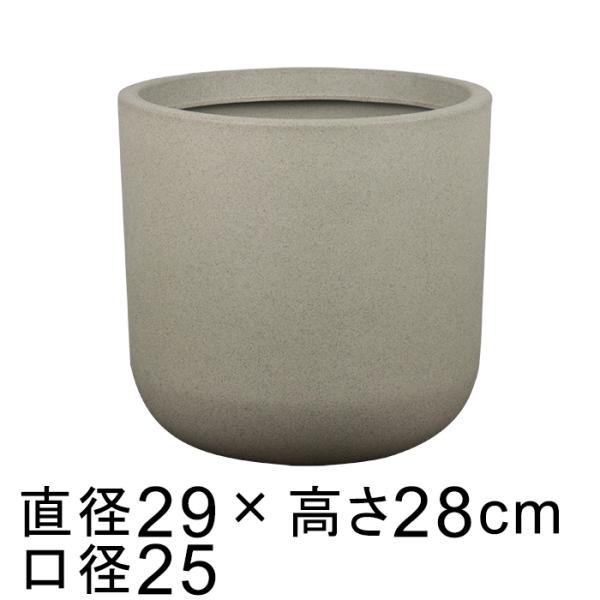 直径29.5cm　高さ28cm　口径25cm底直径17cm　内高さ27.5cm　内底直径19cm重さ ： 約 0.7kg容量 ： 約 10リットル色 ： グレー系底穴 ： 有高い質感の合成樹脂製超軽量で、持ち運びも簡単陶器のように割れず、丈...