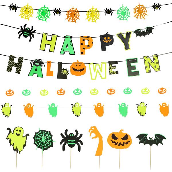 ハロウィン 飾り 光る ガーランド セット ハロウィーン 飾りつけ 壁 インテリア 部屋 装飾 雑貨【 電気を消すと優しく光るガーランド 】暗闇に光り輝くガーランドです。ハロウィンの夜を幻想的な空間に演出できます。【 種類豊富で可愛らしいデ...
