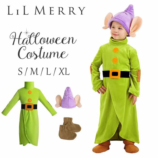 【サイズ選べる】ハロウィン 白雪姫 小人 コスプレ 子供 七人の小人 仮装 キッズ 衣装 男の子 女の子 コスチューム コス ・帽子・ベルトなど、全部そろった豪華セットで完成度バツグン！着るだけでおとぎ話の登場キャラに大変身できます。・細部...