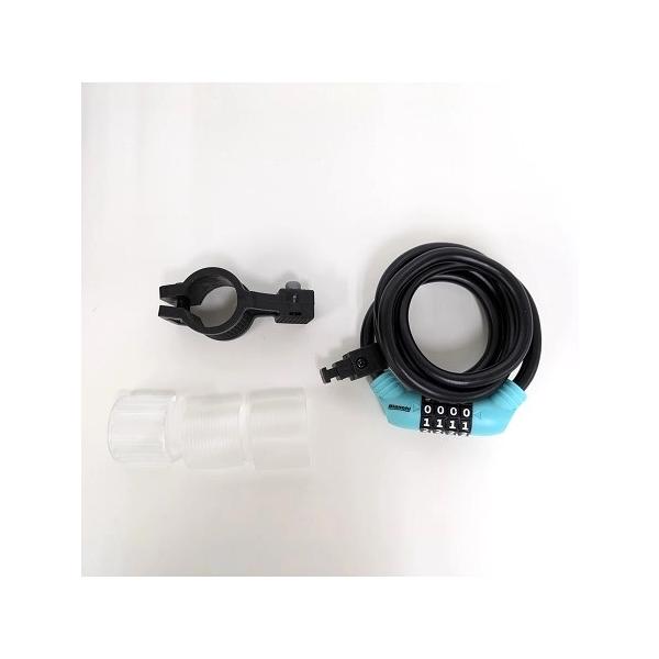 鍵を車体に取り付けるタイプのコイルロックです。付属のアタッチメントでシートポストに取り付けが可能です。本体をブラケットに差し込むと固定し、取り外しボタンを押すと本体が外れます。施錠・開錠はダイヤルにて設定します。開錠番号は任意で設定可能です...