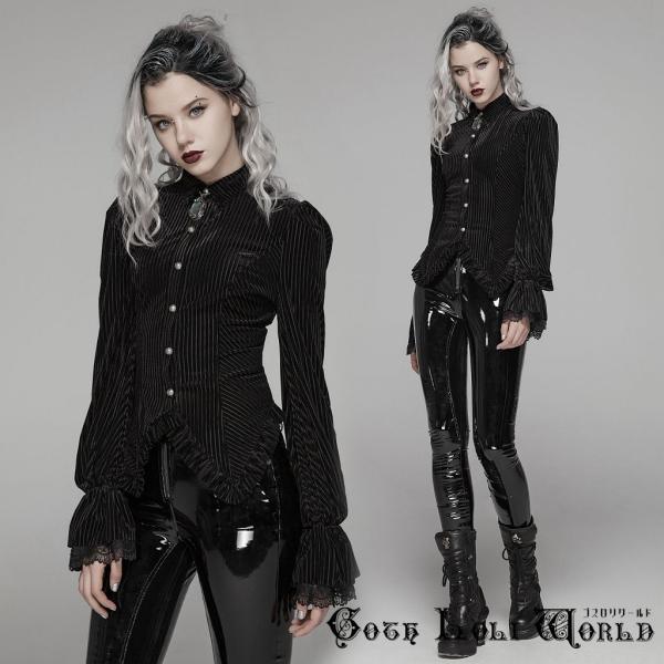 商品型番：WY-1041CCF-BKWY-1041CCF-BK ダークベルベットストライプ長袖 ブラウス 黒色＊全品即納 最短翌日到着 交換可能 送料無料【サイズ詳細】＊商品画像にご参照ください。【＊交換について】＊未使用品であれば、イメー...