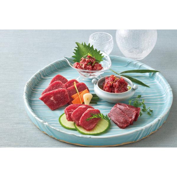 希少なヒレ肉をはじめとした赤身肉と、ご飯と相性抜群のユッケ、ネギトロをセットにした馬刺しセットです