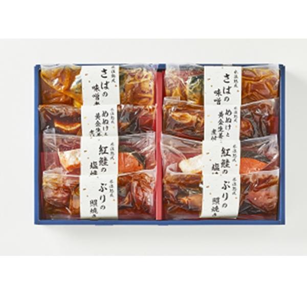 『氷温熟成』製法で素材の旨みを引き出した煮魚・焼魚のギフトセット。バラエティ豊かな4種の味わいをお手軽調理でお楽しみいただけます。真空パックの個別包装で保存性も良く、電子レンジまたは湯煎でお召上がり頂ける手間いらずのごちそうを是非ご賞味ください。