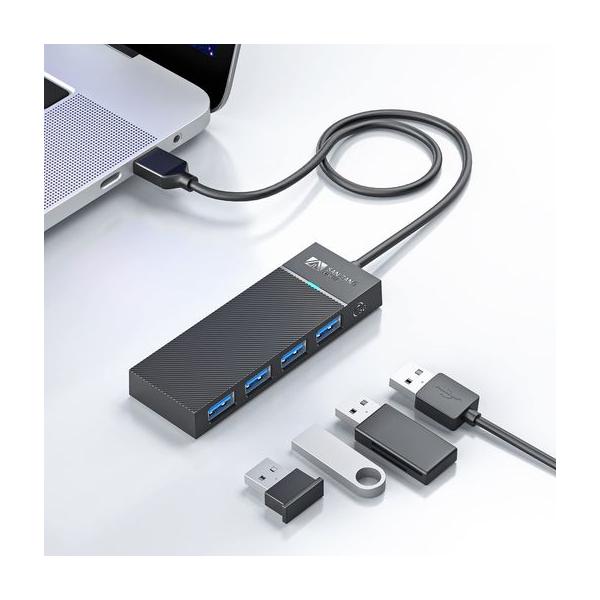 【USB3.0ハブ4ポート拡張】4IN1USB3.0ハブ4xUSB3.0ポートを搭載し、USBポートを4個へ増設することで、コントローラー、マウス、キーボードなどの周辺機器を複数同時に使用することができます。【5Gbps高速データ転送】この...