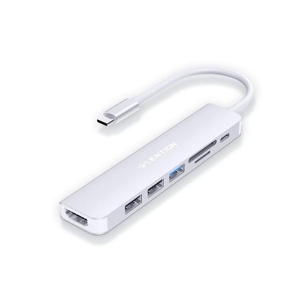 【7in1USBCハブ】USB3.0x1最大5.0Gbps(理論値)/USB2.0x2最大480Mbps(理論値)/MicroSD&amp;amp;SDカードスロット/HDMI最大4K(30Hz)/PowerDelivery最大100w(理...