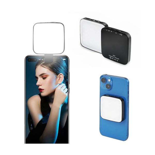 【マグネット式LEDフィルライト】Fourmor2024最新のiPhone用自撮りライトは、W42永久磁石を内蔵しており、わずか0.1秒で簡単に携帯電話に取り付けられ、クリップ式の自撮りライトよりもはるかに便利です。iPhone12/13/...