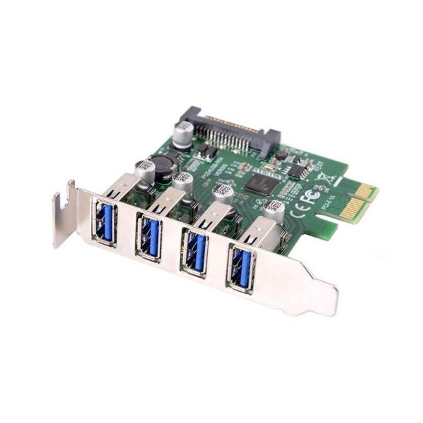 4ポートPCI-E-USB3.0HUBPCIExpress拡張カードアダプター5Gbpsマザーボード用長さ9.5mmの薄型ブラケットと標準ブラケット。インターフェース:インターフェース:シングルレーン(x1)PCIExpressGen2モー...