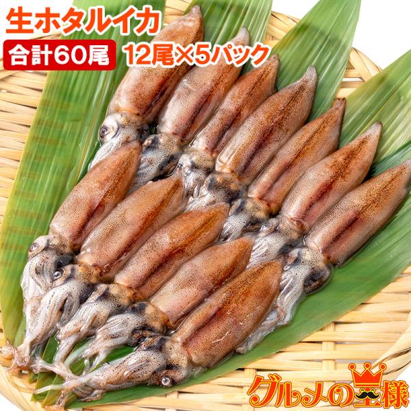【商品名】ホタルイカ【内容量】12尾入り（120g前後）×5パック（合計60尾）【原産地】富山産【賞味期限】冷凍2週間【保存方法】要冷凍−１８℃以下で保存。再冷凍はお避け下さい。【生食の際の注意事項】鮮度の良い生ホタルイカの為、基本的に刺身...