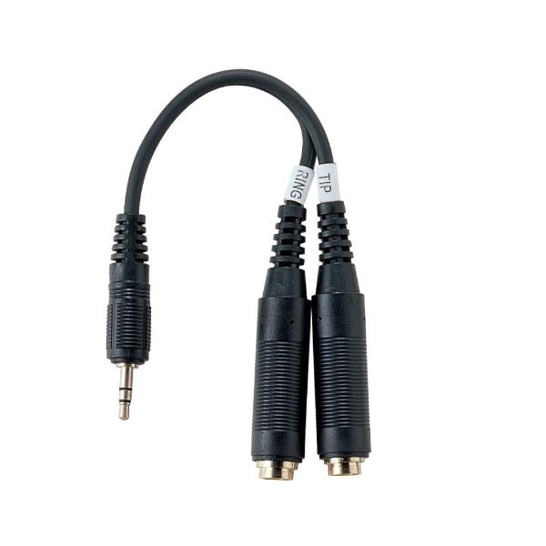 ミニステレオジャックの分岐用Y字変換ケーブルです。1つのMINI STEREOジャックを2本のモノラルに分岐する変換コネクタケーブルになります。ミニステレオプラグ×1←→標準モノラルジャック×2店頭在庫品です。日曜日の正午〜月曜日（休業）オ...